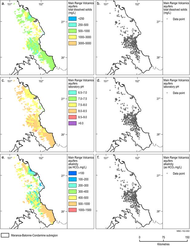 (a) Main Range Volcanics aquifers TDS distribution, (b) Main Range ...